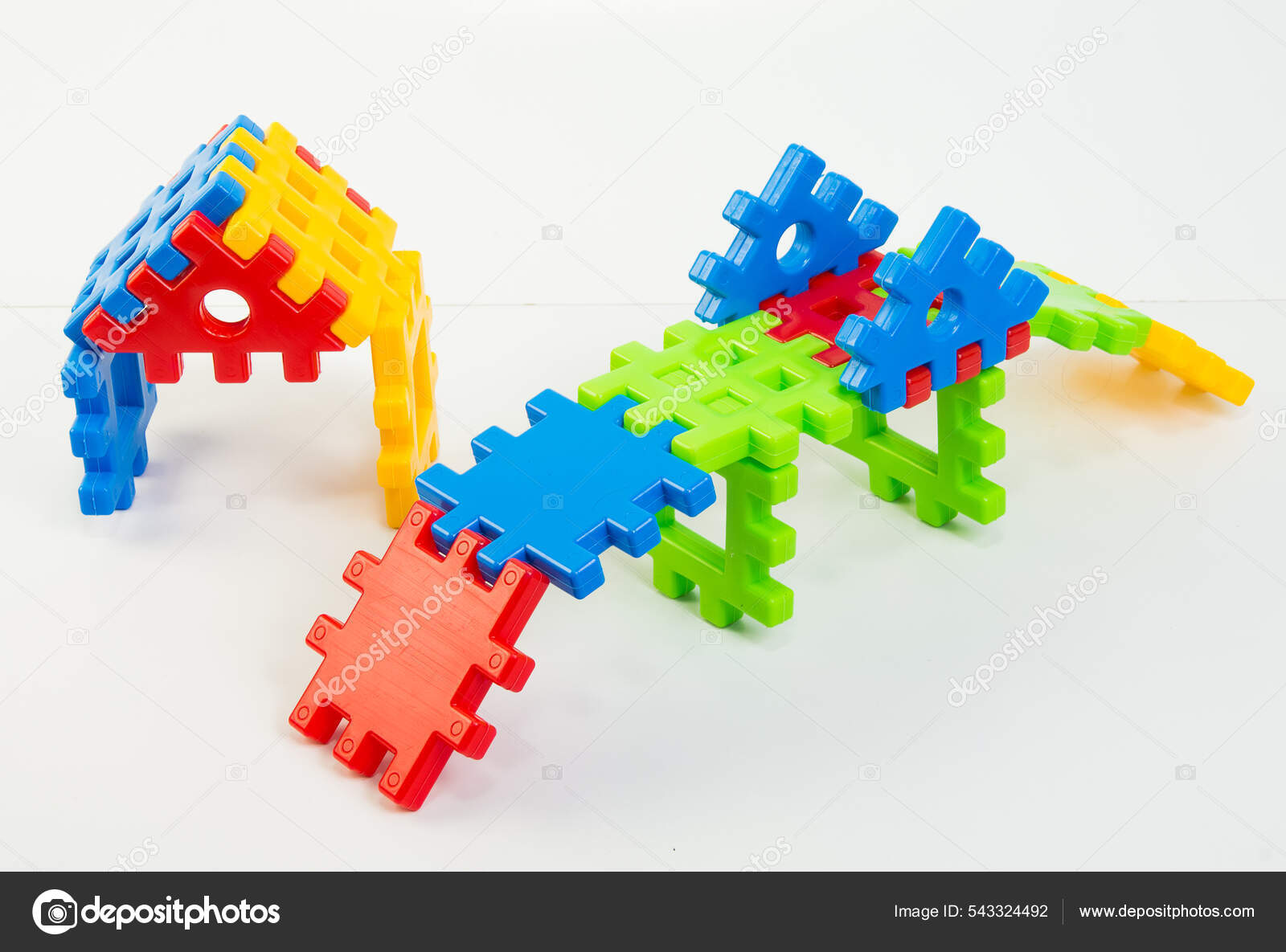 Plastic Children's Constructor White Background Figures Multi Colored ...