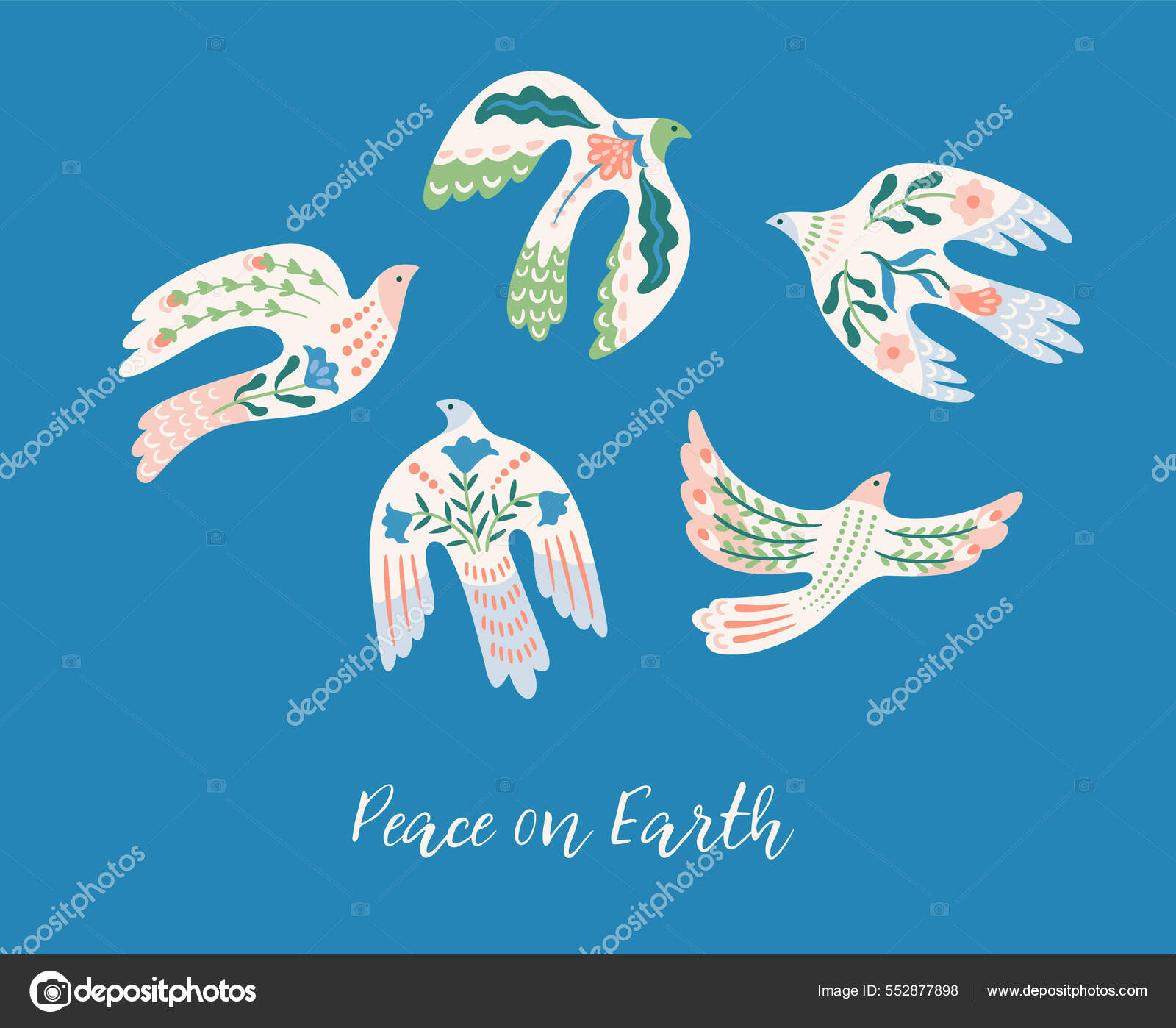 Peace Earth Set Doves Peace Vector Clipart Elements Card Poster Stock ...