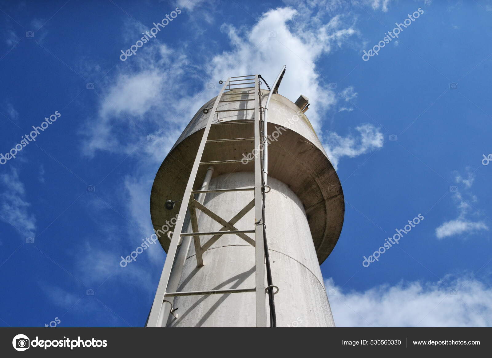 Water Tank Bottom View White Painted Water Tank Side Ladder Stock Photo ...