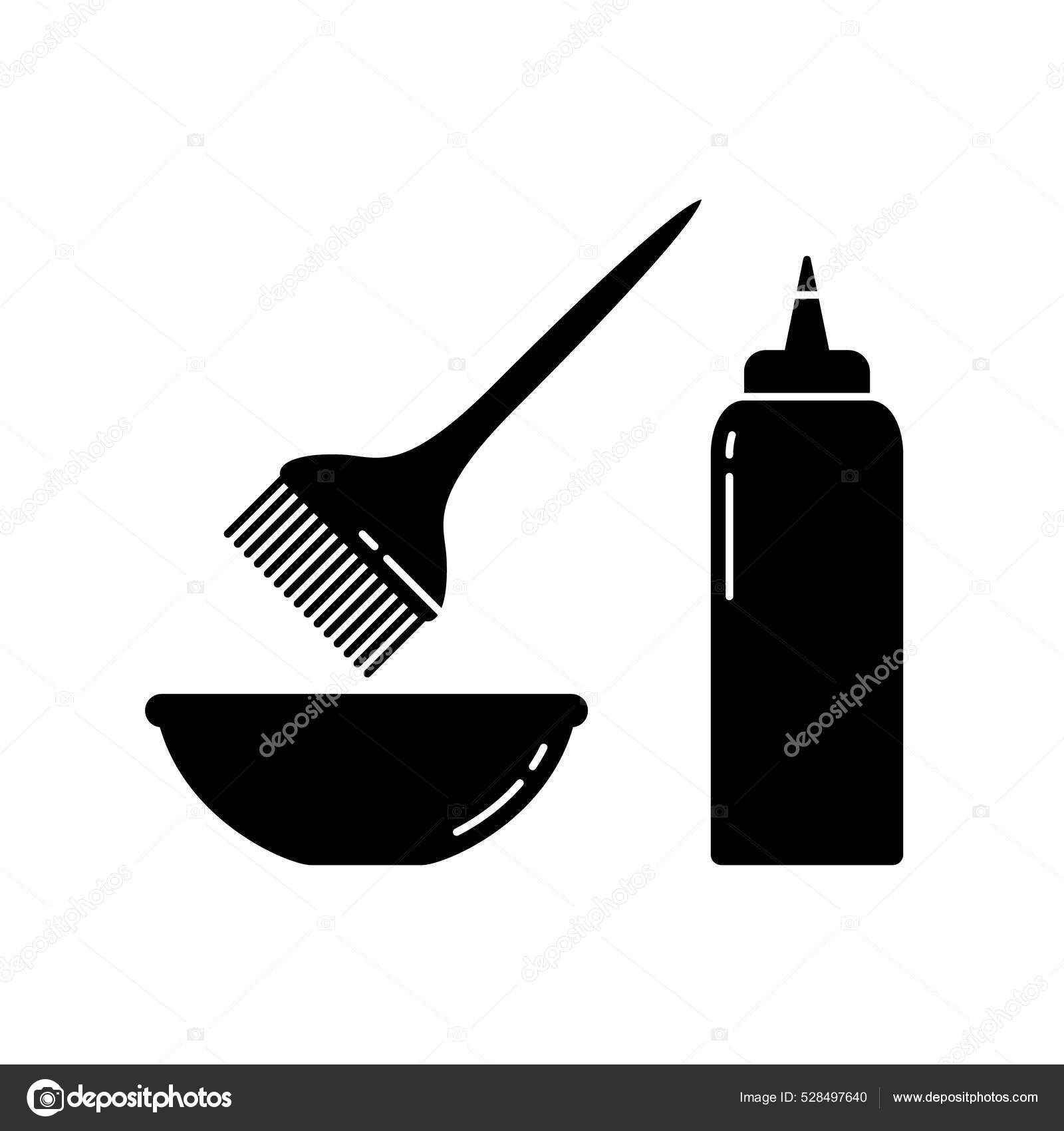 Icono Silueta Tinte Para Cabello Negro Simple Vector Cepillo Tazón ...