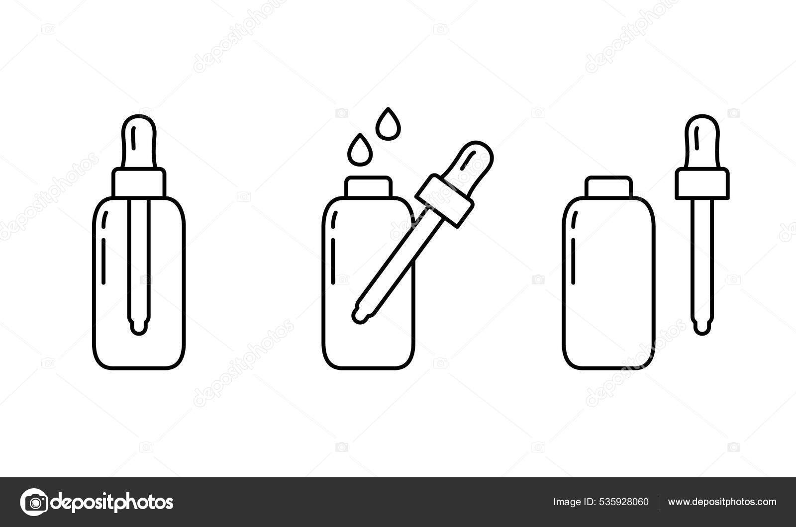 Dropper Bottle Serum Oil Linear Icons Set Cosmetic Product Vial Stock ...