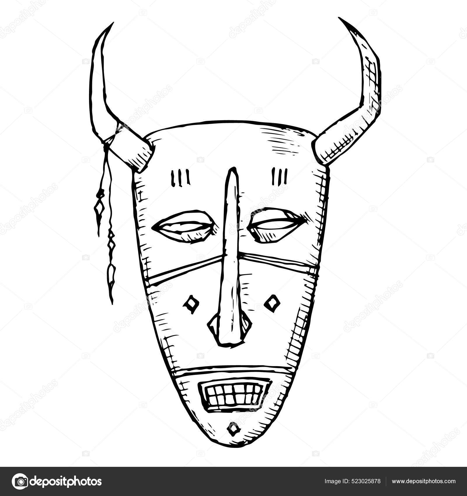 Hand-drawn mask. Isolated on a white background. Vector illustration ...