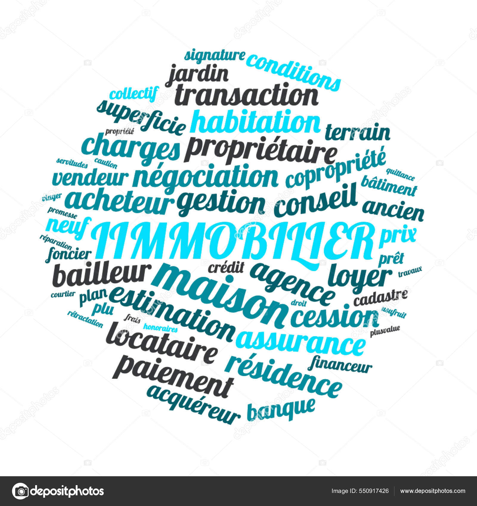 Immovable Word Cloud Vector Illustration French Language — Stock ...