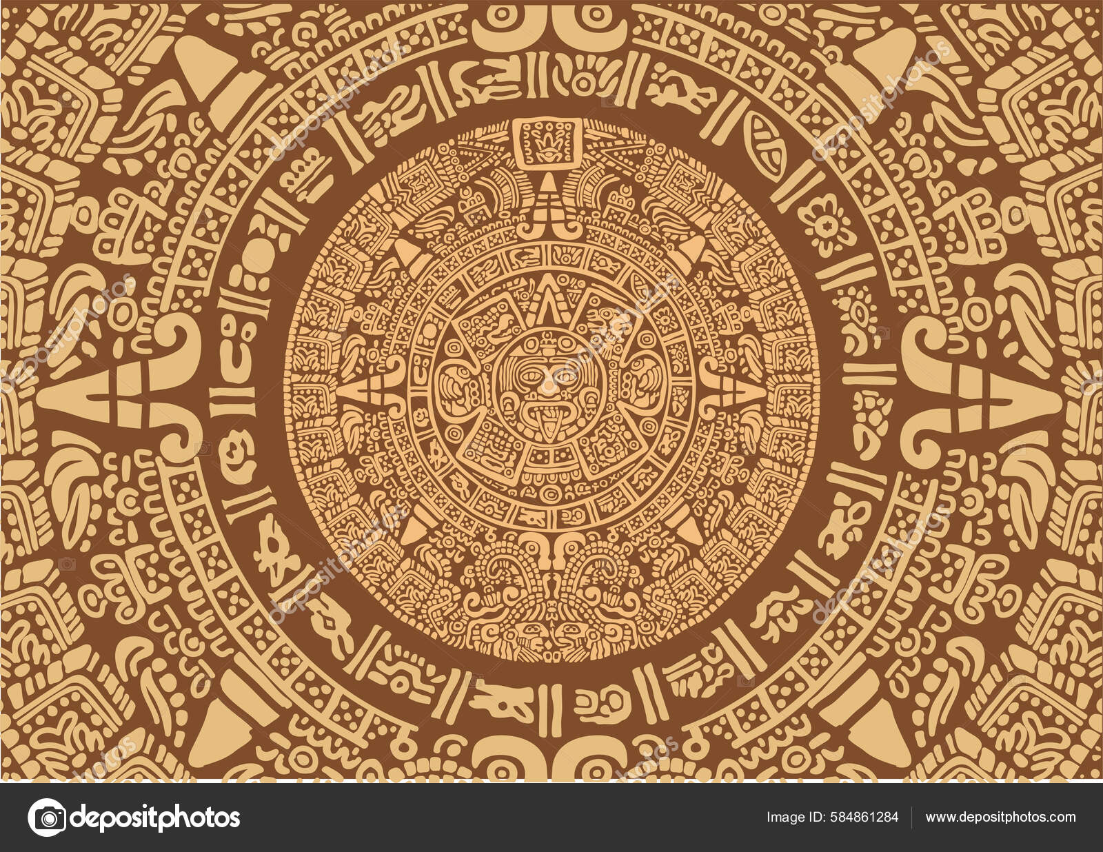 Calendar Signs Symbols Ancient Peoples Latin America Maya Toltecs Stock ...