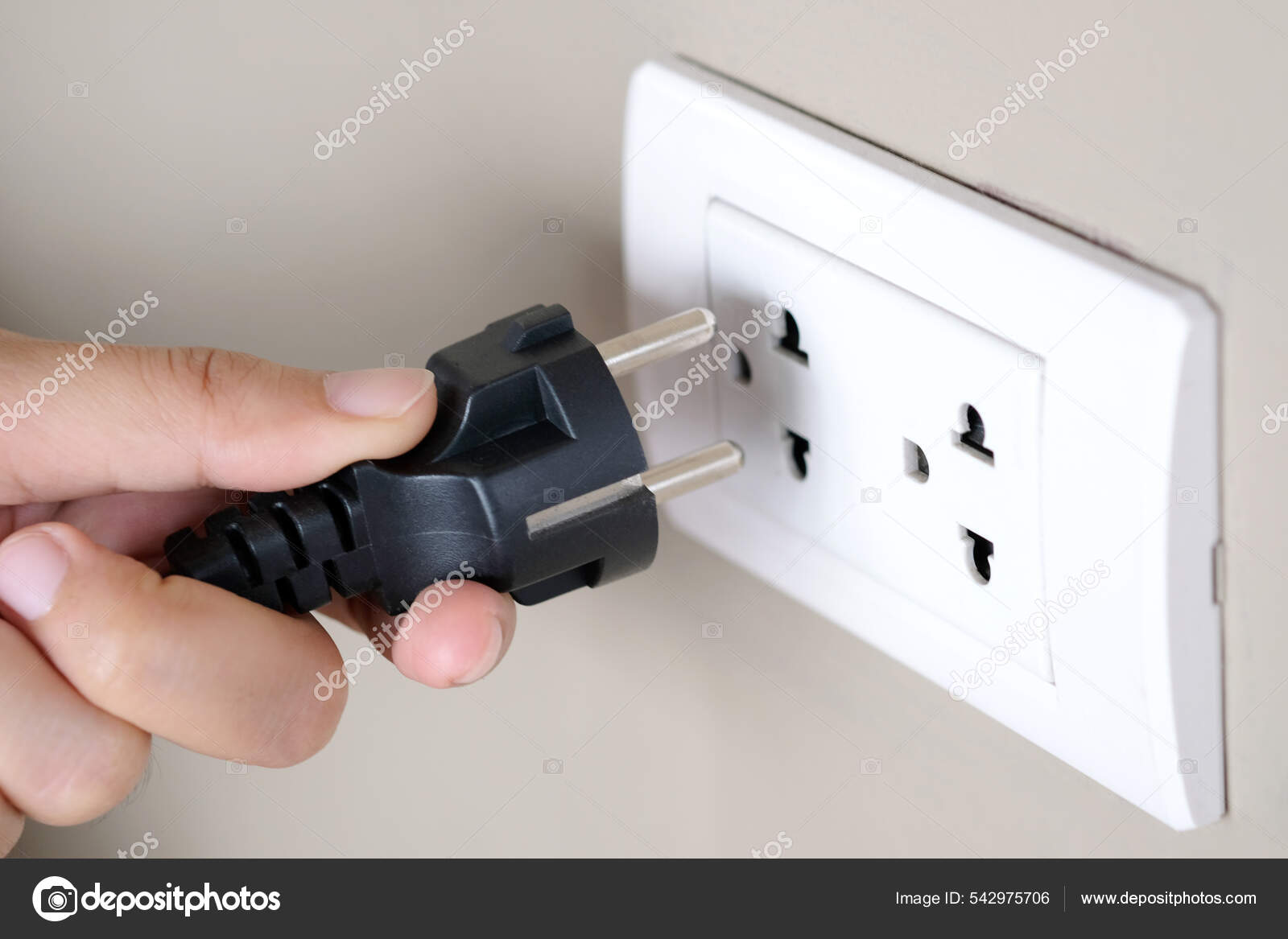 Hand Electrical Appliances Pulling Plug Out Plug His Office Work ...