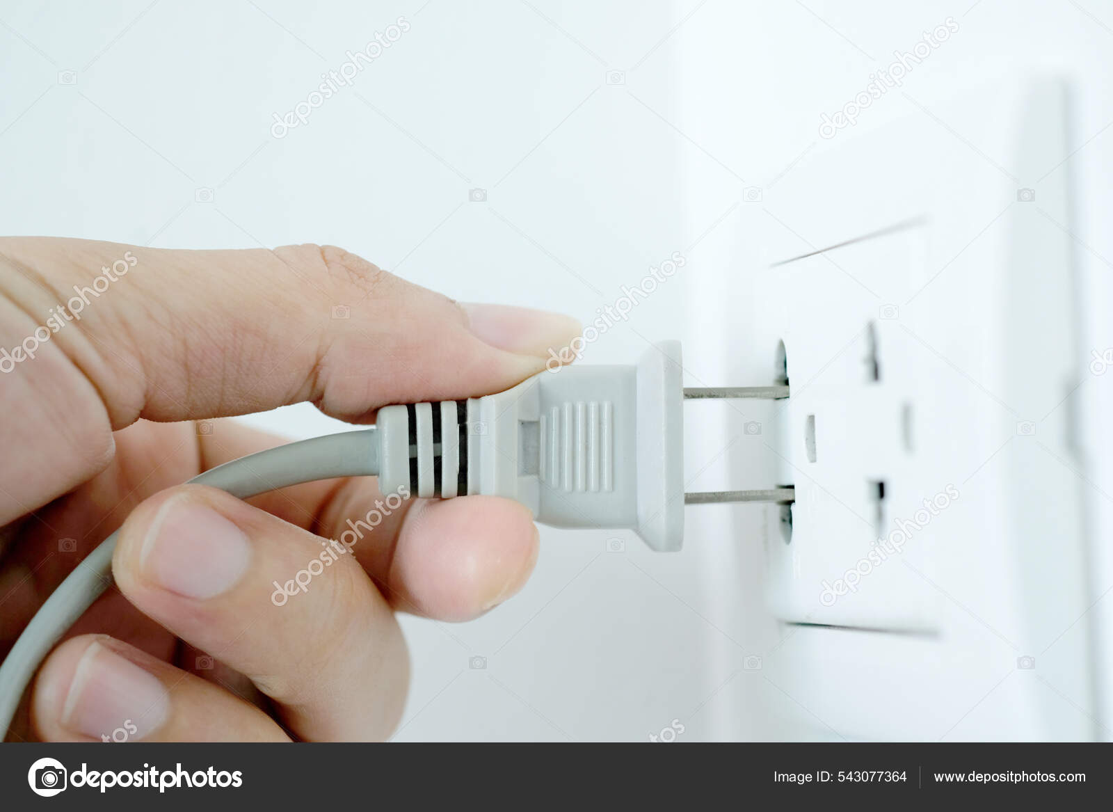 Hand Electrical Appliances Pulling Plug Out Plug His Office Work ...