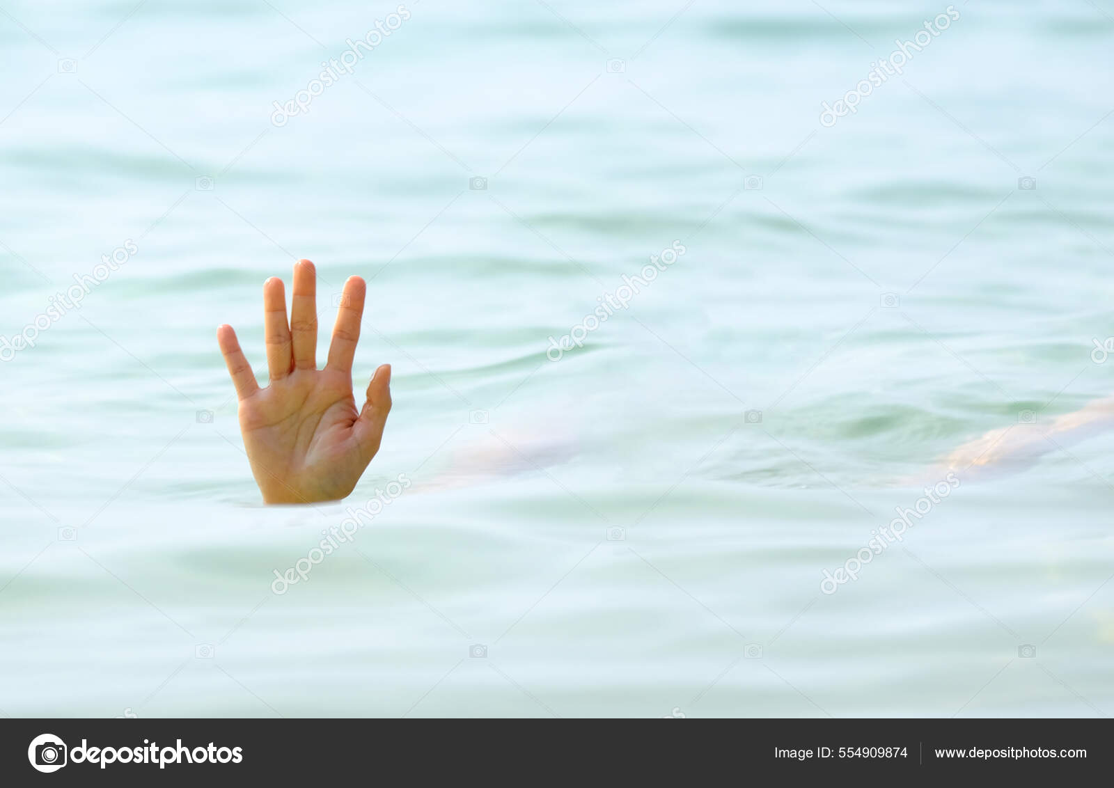 Man's Hand Drowned Lifted His Hand Asked Help Drowning Sea — Stock ...