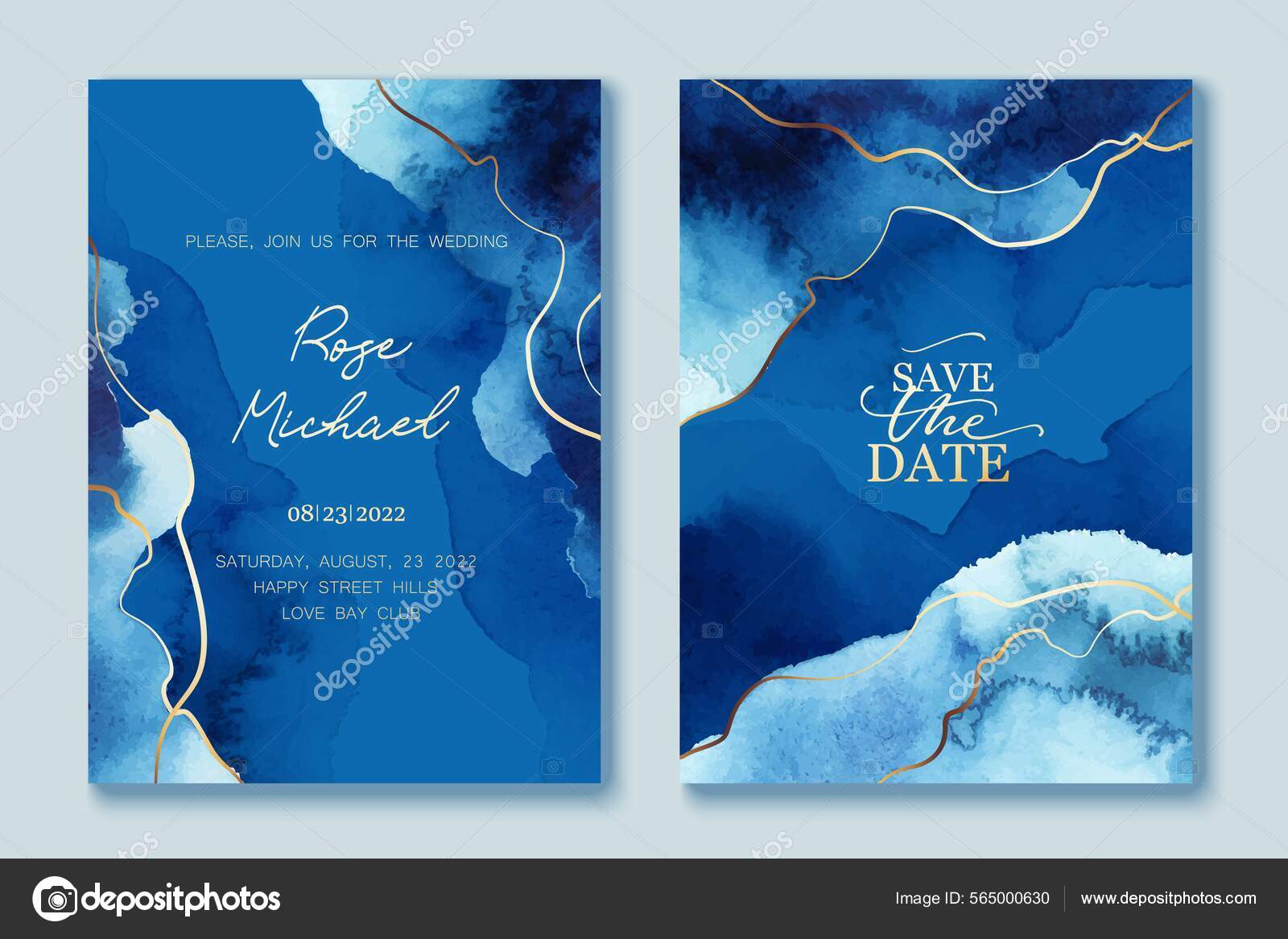 Shades Of Blue Wedding Invitations Navy Blue Wedding Invitation Bundle