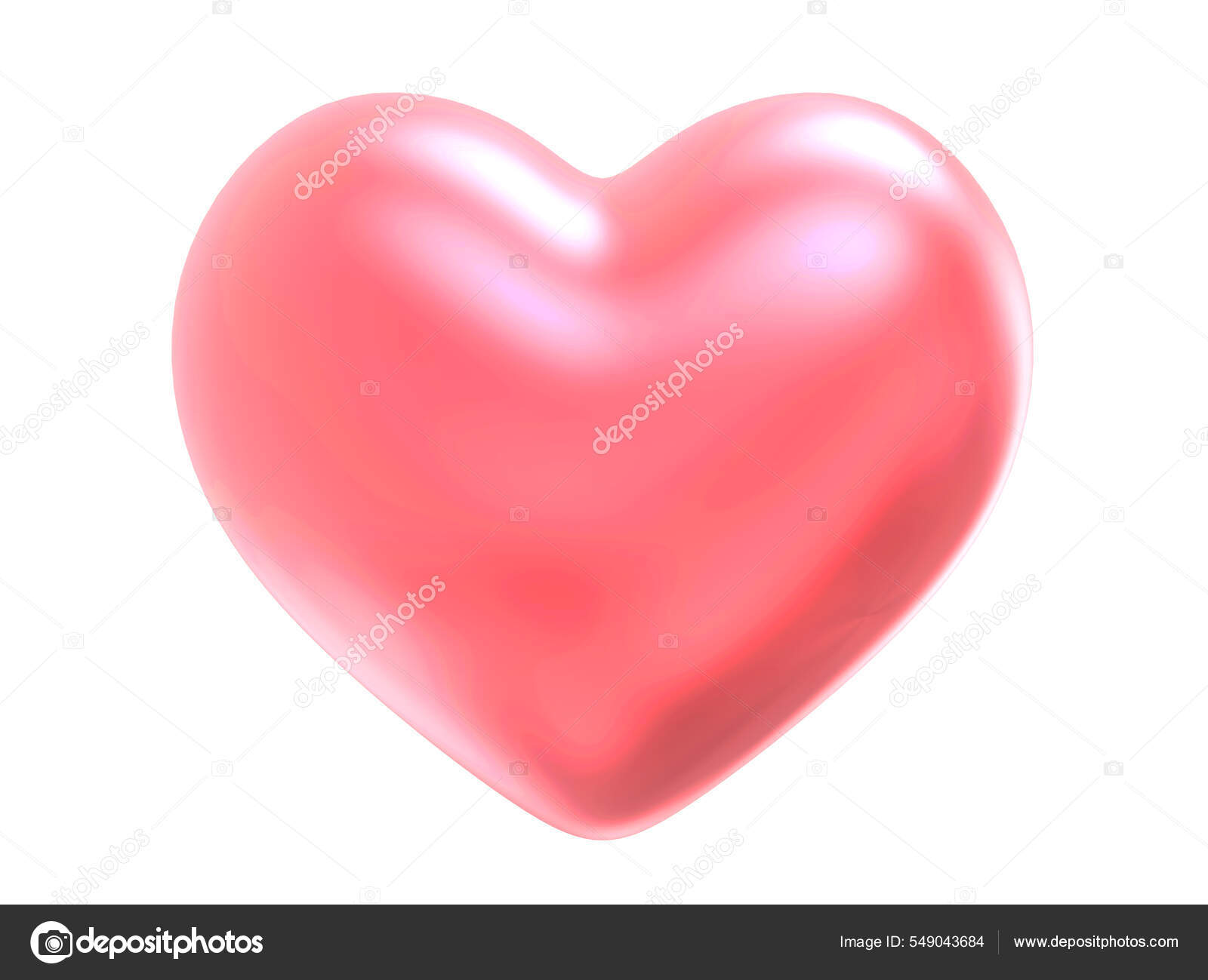 Pink Red Heart Glossy Shape Isolated White Background Clipping Path ...
