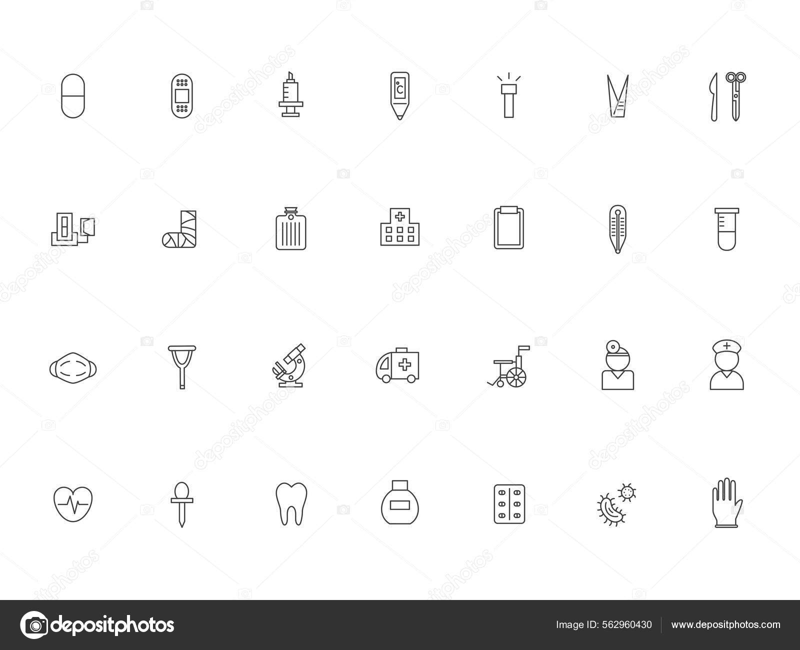 Medical Line Drawing Icon Set Stock Vector by ©nissat 562960430
