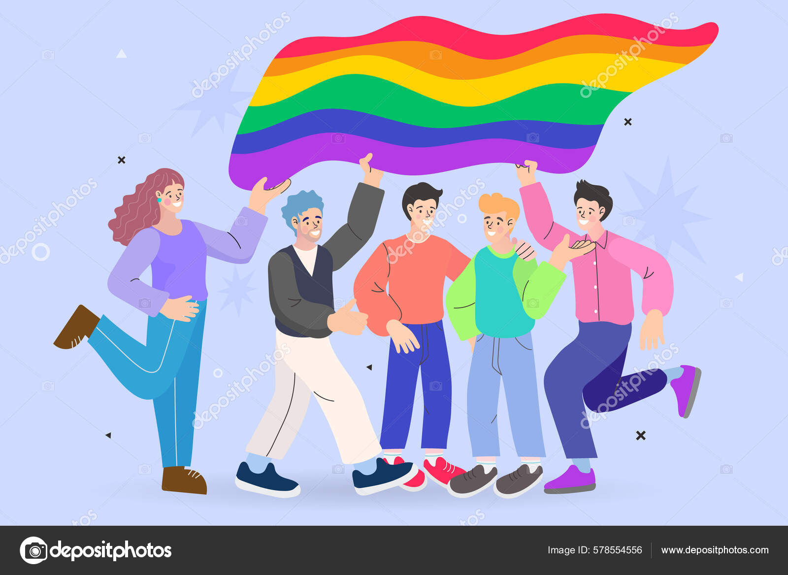 Grupo Personas Felices Tomados Mano Las Banderas Nacionales Lgbt ...