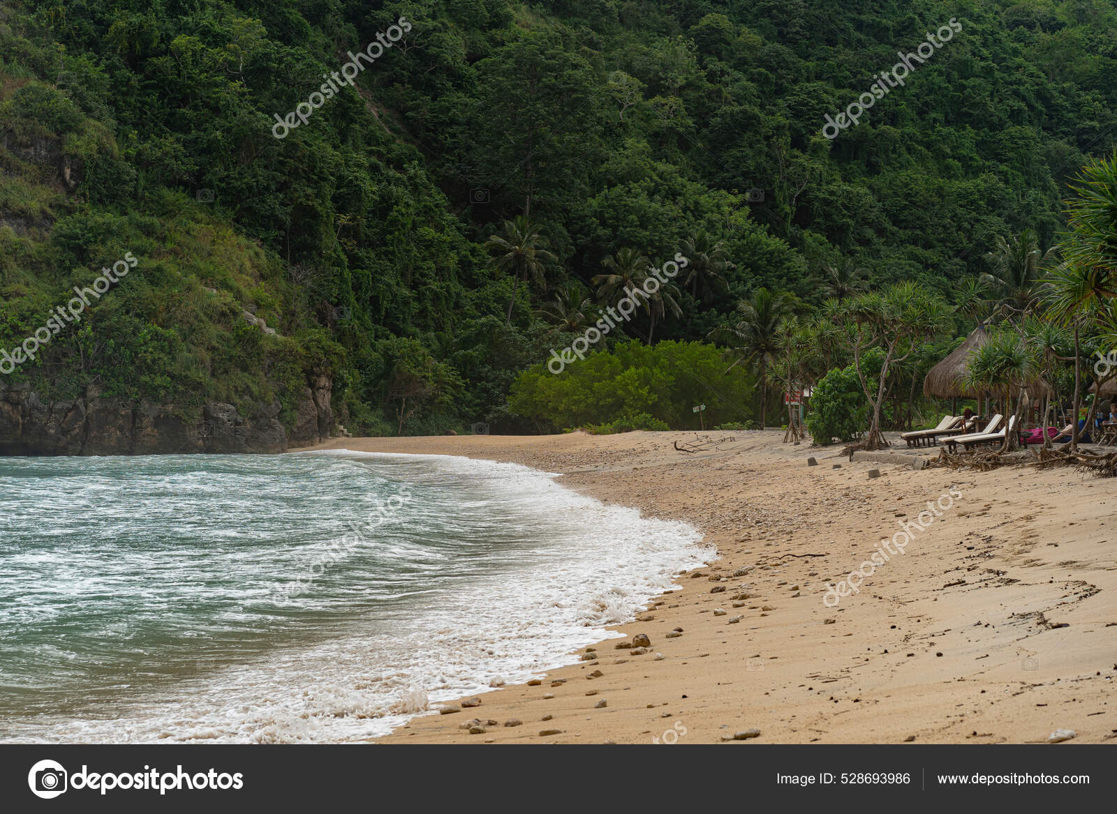 Nature Background Blue Ocean Wave Runs Shore Cliff Edge Lush Stock ...