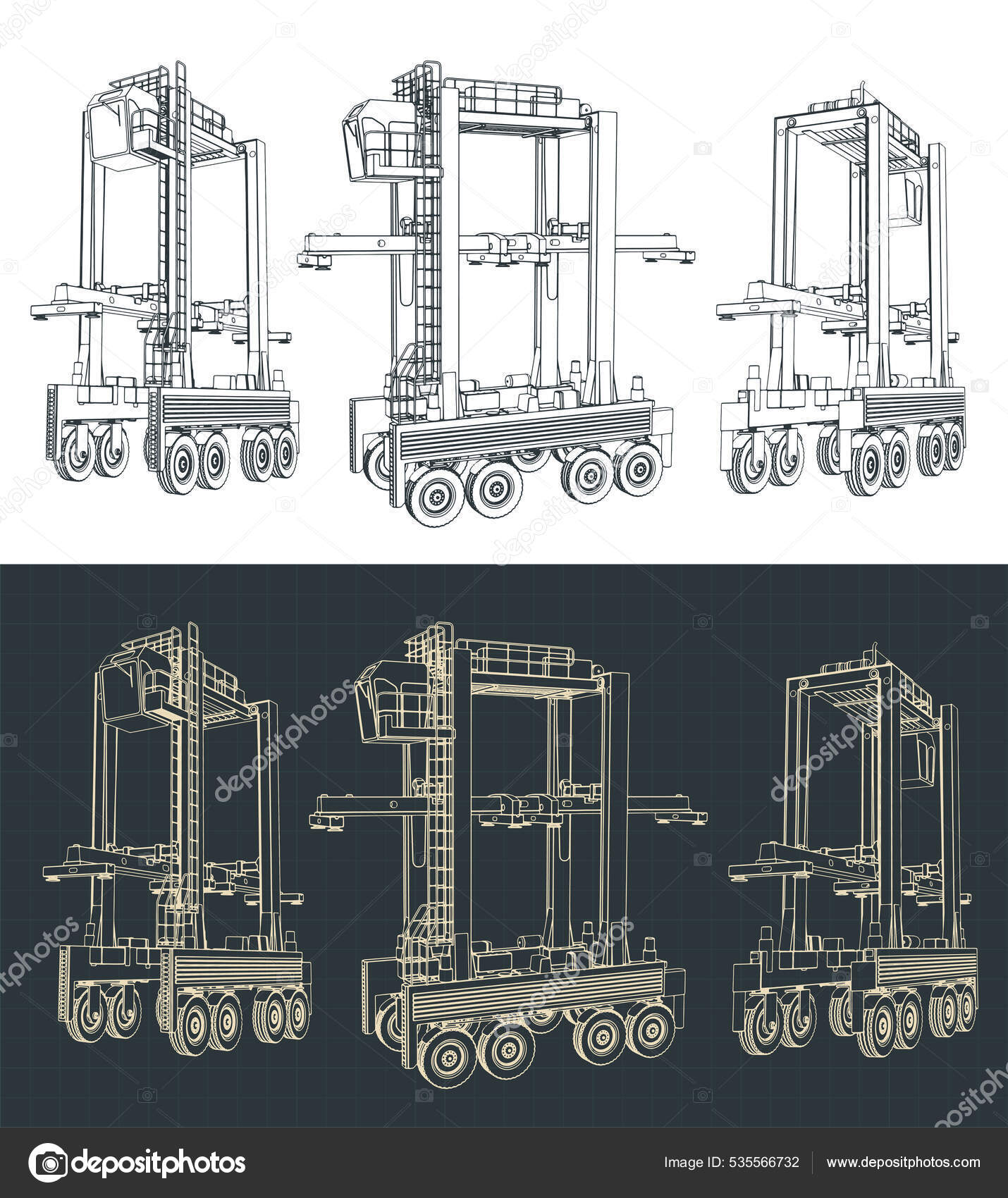 Stylized Vector Illustration Drawings Straddle Carrier Stock Vector ...