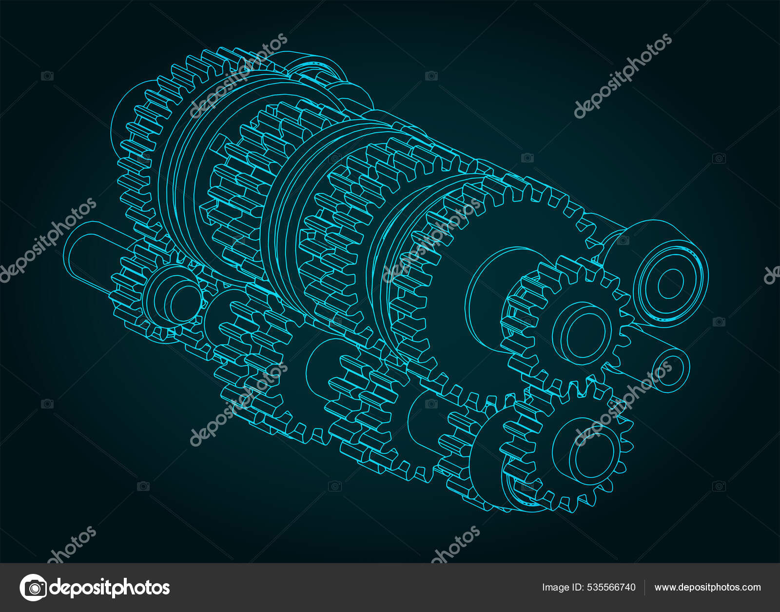 Stylized Vector Illustration Drawings Gearbox Mechanism Stock Vector by ...