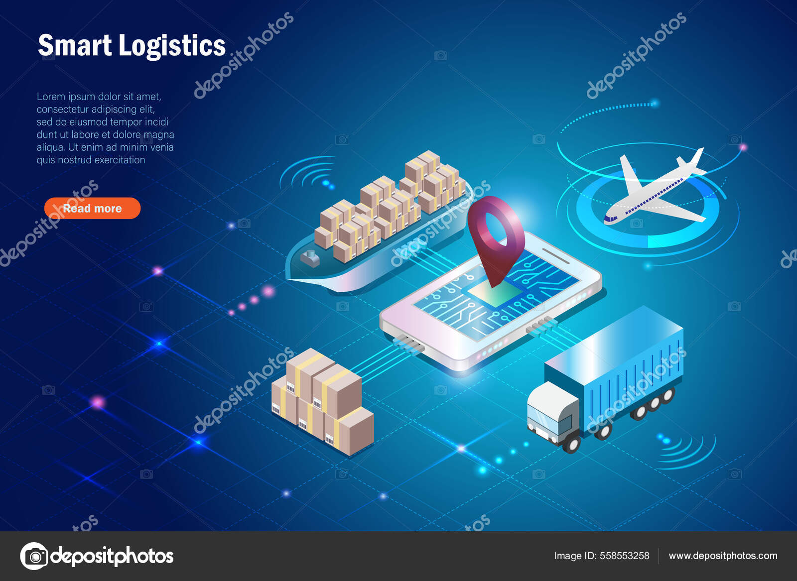 Smart Global Logistics Delivery Tracking System Smartphone Shipment Carton Delivery Stock Vector ...