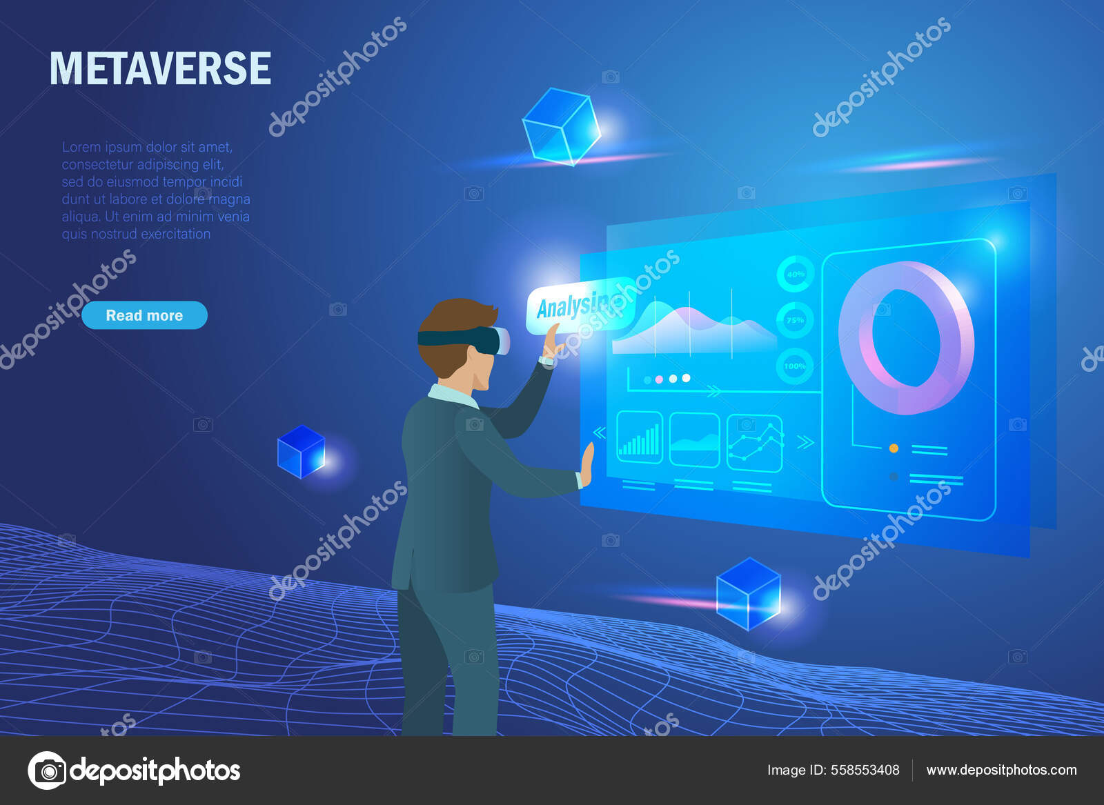 Metaverse Virtual Reality Business Workplace Visualisation Businessman ...