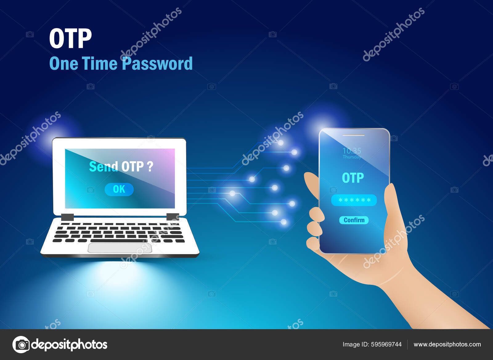 Otp One Time Password Two Factor Authentication Code Laptop Computer Stock-vektor af ©kate3155 ...