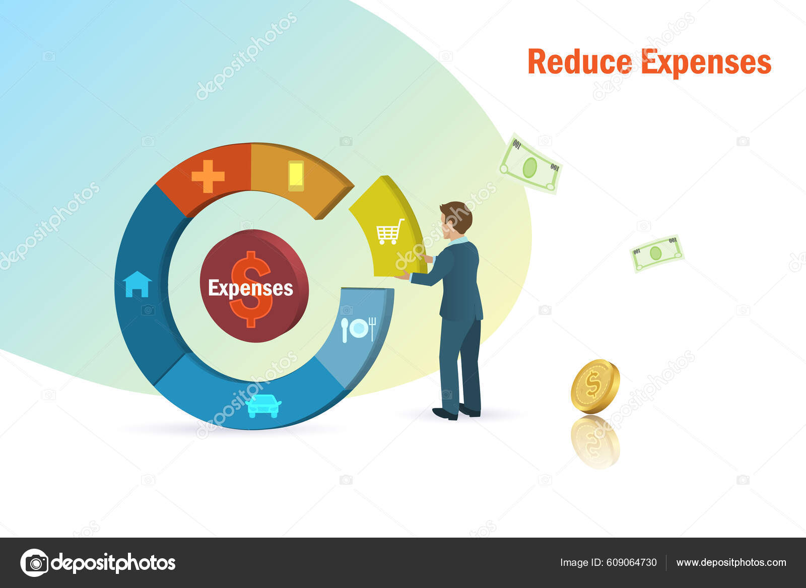 Reduce Expenses Cost Living Concept Businessman Cut Unnecessary Expense ...