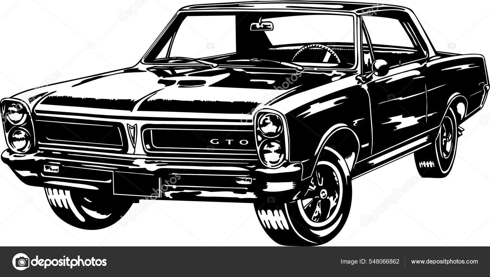 Classic Pontiac Gto Black White Vector Illustration Stock Vector by ...