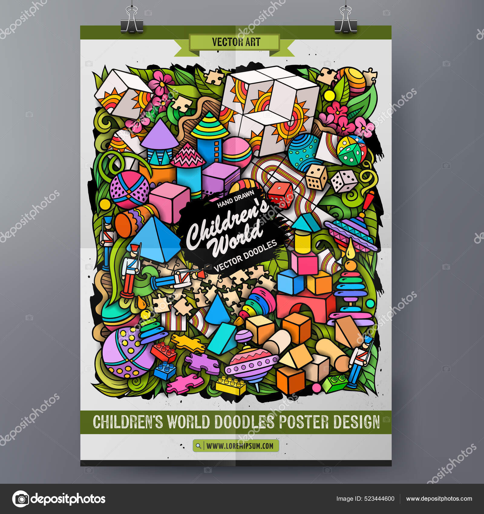 Cartoon vector doodle Toys poster template. Stock Vector Image by ...
