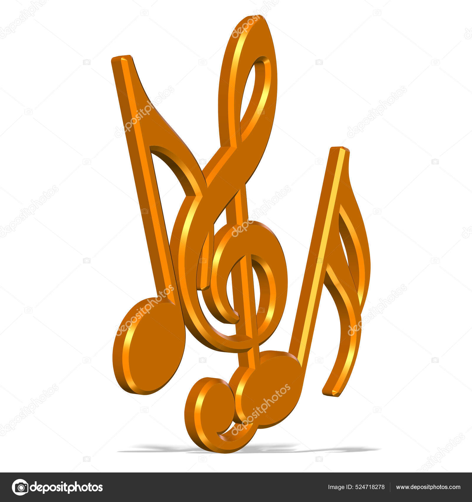 Music Notes Treble Clef Front White Background Illustration Stock Photo ...