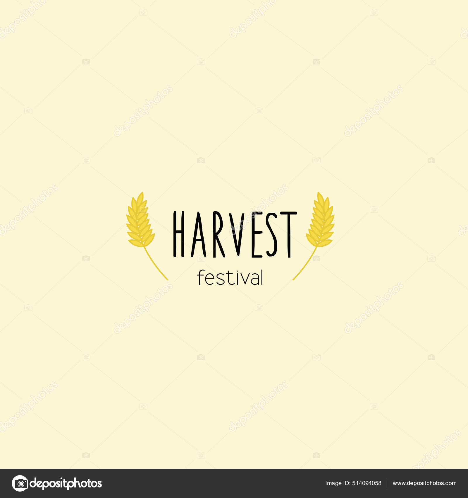 Harvest Text Wheat Logo Template Vector Icon Illustration Design Stock ...