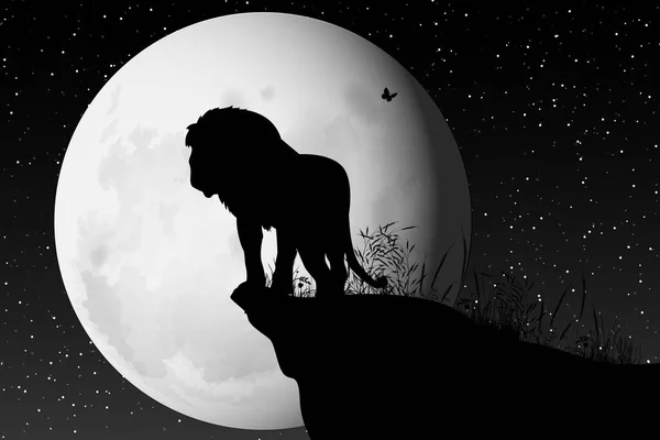 León y luna imágenes de stock de arte vectorial | Depositphotos