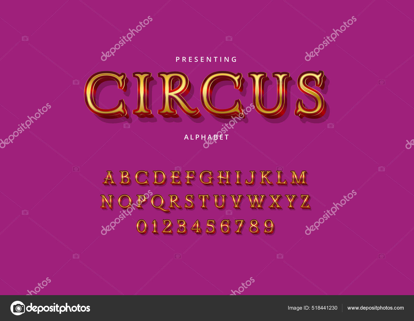 Circus Style Font Design Set Letters Numbers Stock Vector by ©farizky ...