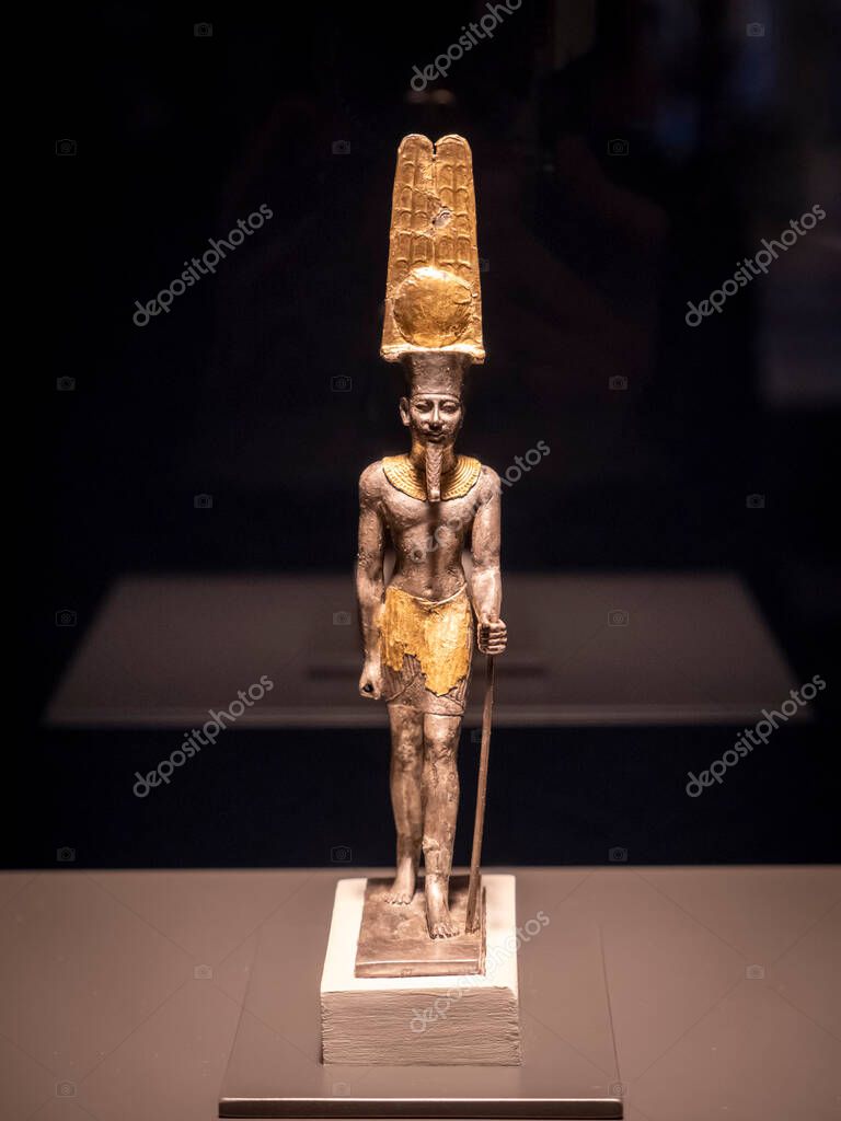 estatuilla del dios Amón-Re, plata dorada, Tercer Período Intermedio ...