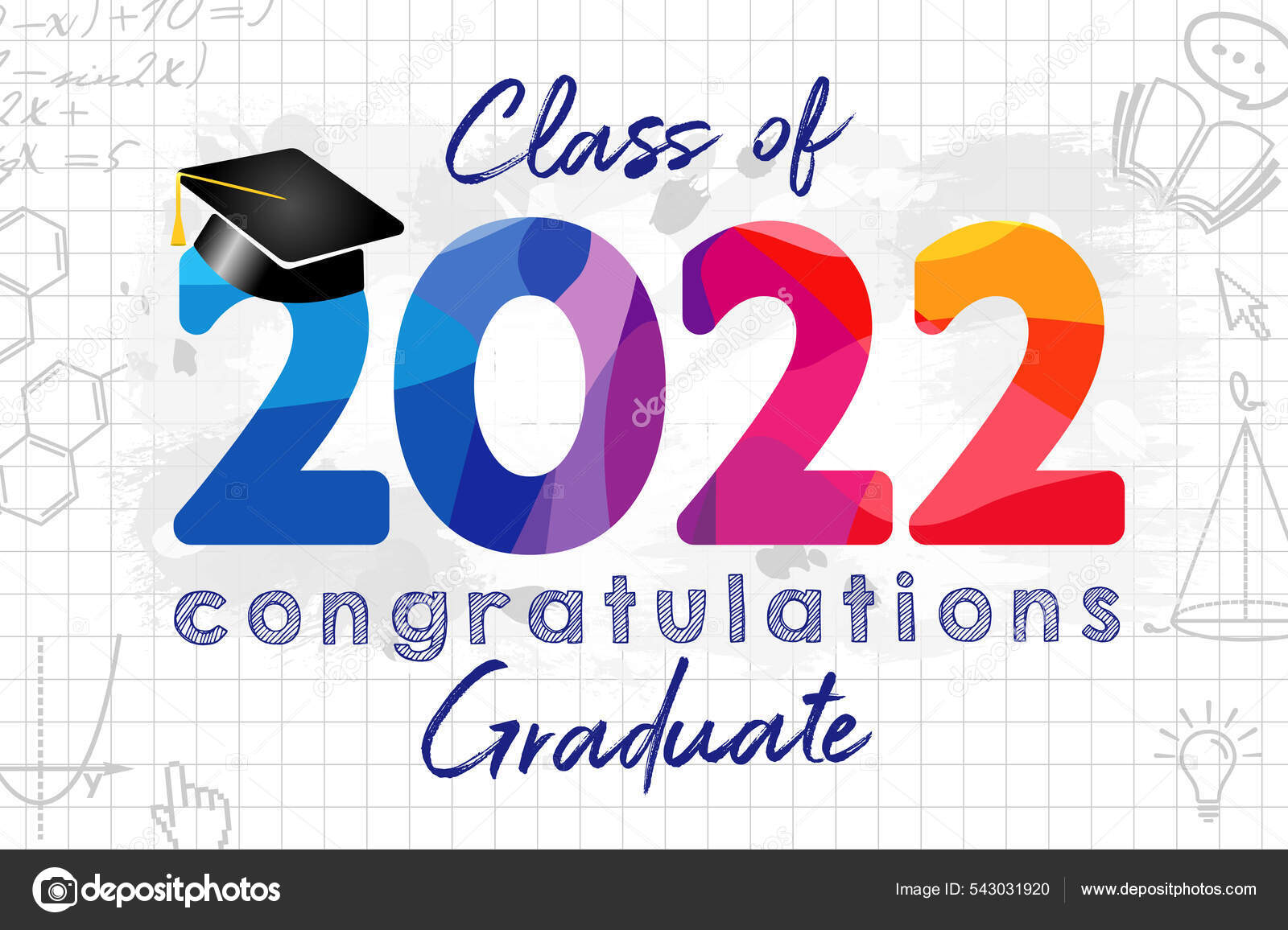 2022 School Colorful Class 2022 Year Graduating Greetings Congrats ...