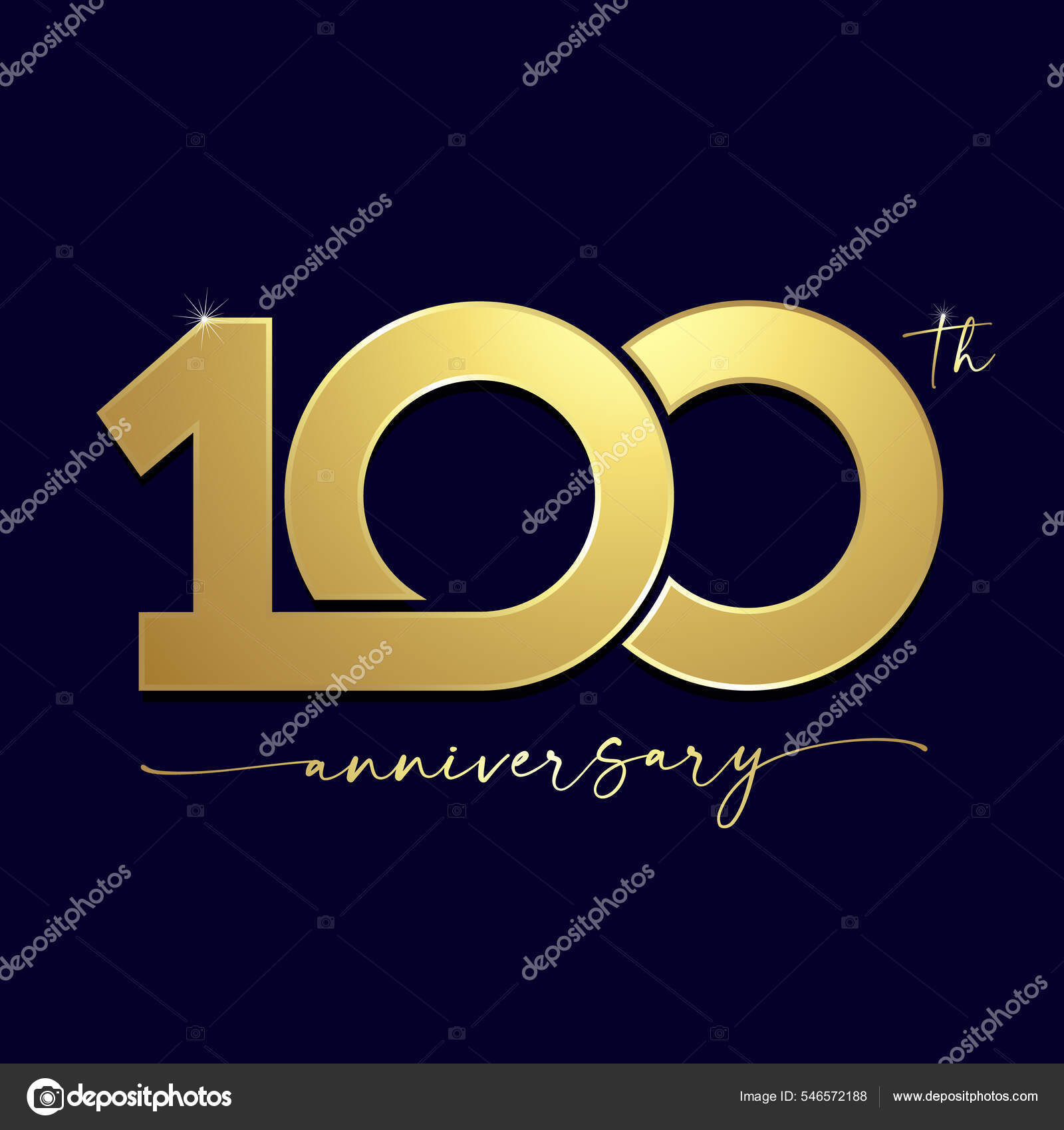 100 Years Anniversary Simple Gold Logo Handwriting Celebration Event ...