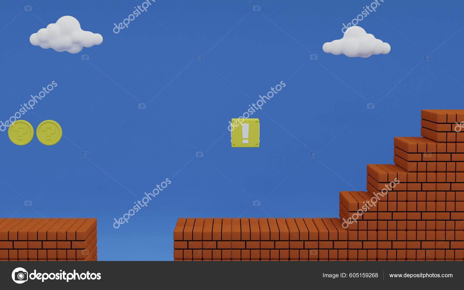 Old Arcade Video Game Pit Stairs Scene Levitating Yellow Item — Stock ...