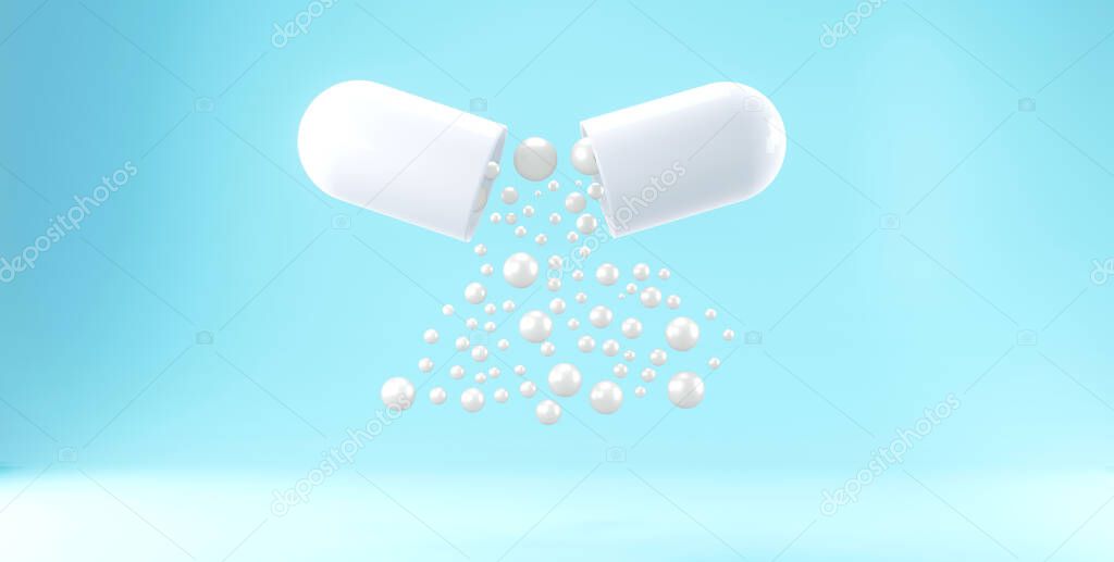 cápsula de píldora blanca aislado fondo azul El concepto de ...