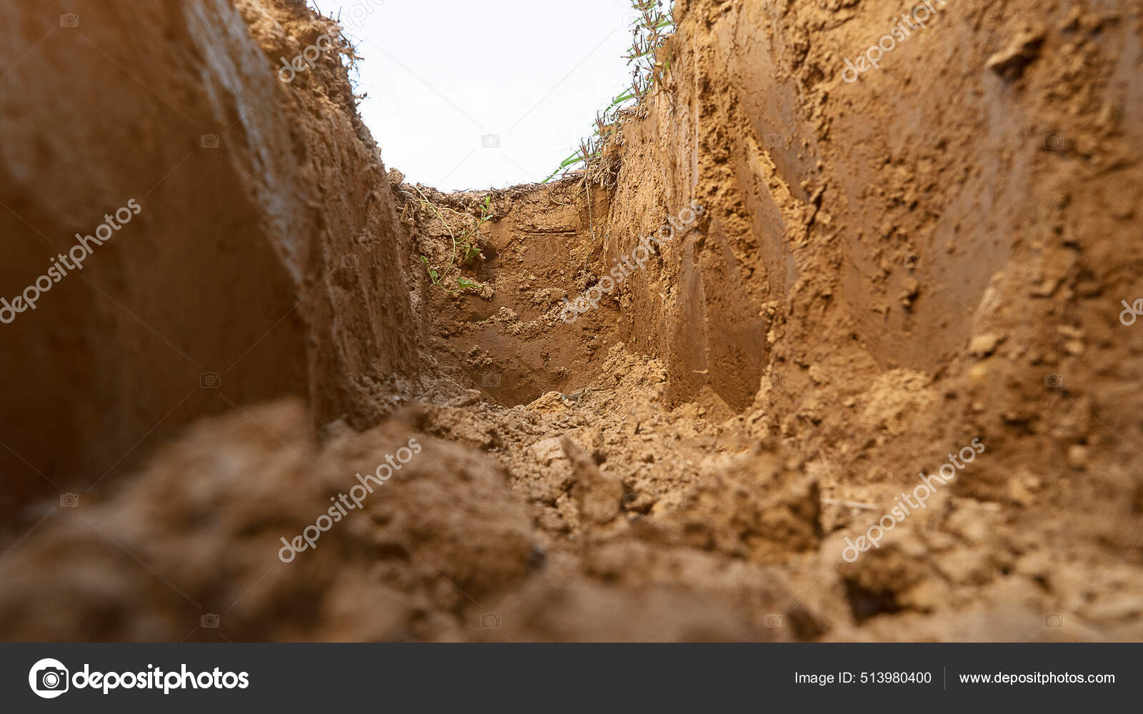 Dig Trench Earthworks Digging Trench Long Earthen Trench Dug Lay Stock ...
