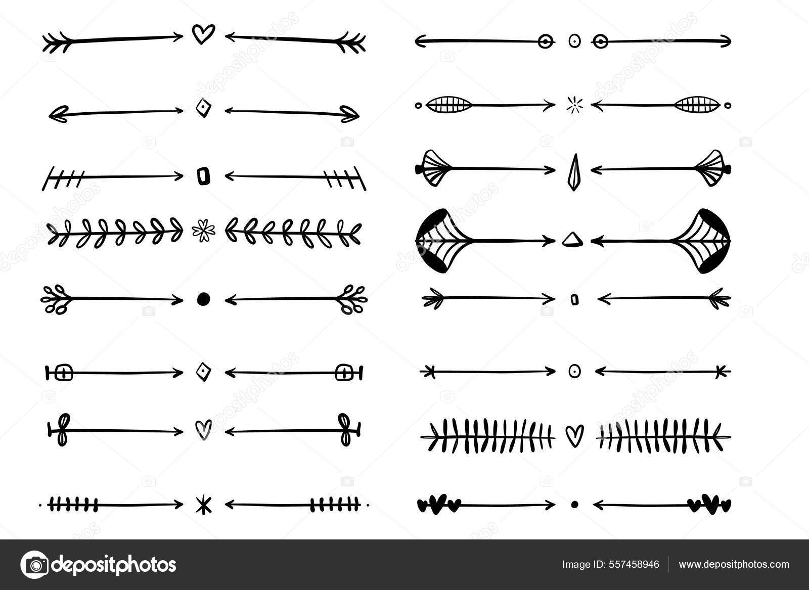 Set of doodle arrow divider, vintage border, ornate classic decoration ...