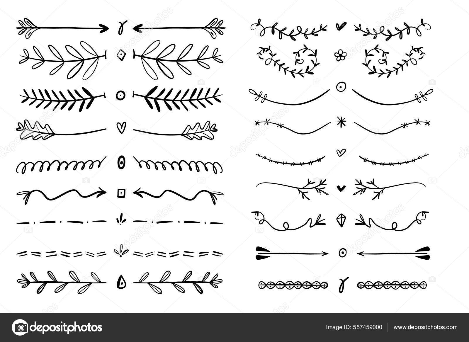 Set of doodle arrow divider, vintage border, ornate classic decoration ...
