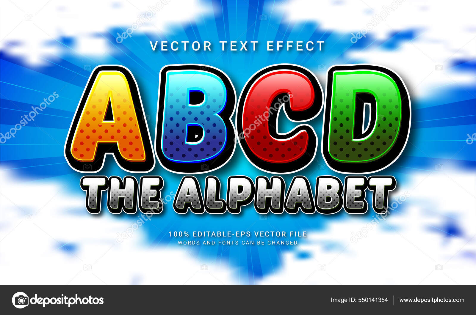 Abcd Alphabet Editable Text Style Effect Themed Education School Stock ...