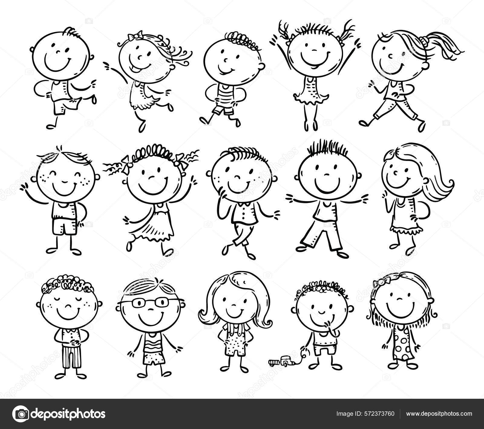 Happy Children Clipart Black And White