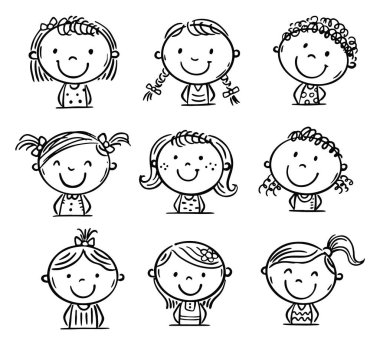 Happy Kids Clipart Black And White SVG - ClipArt Free Vectors