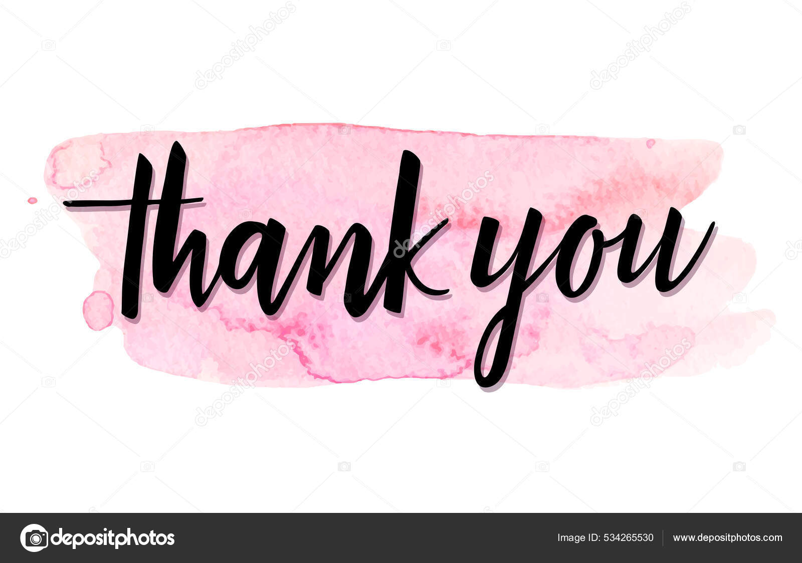 Thank You Vector Handwritten Calligraphy Pink Watercolor Brush Strokes Background Stock Vector ...