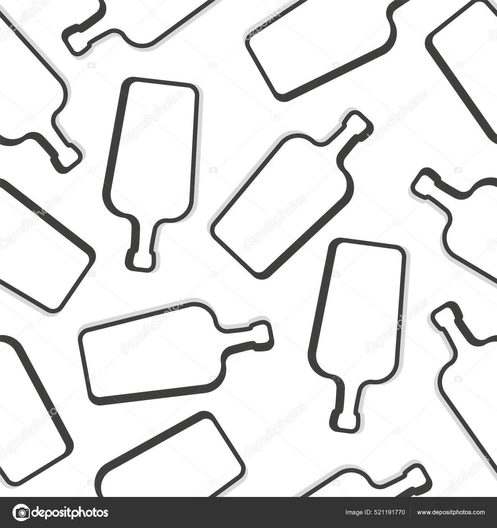 Bottles Shadow Seamless Pattern Liquor Beverage Line Art Style Outline ...