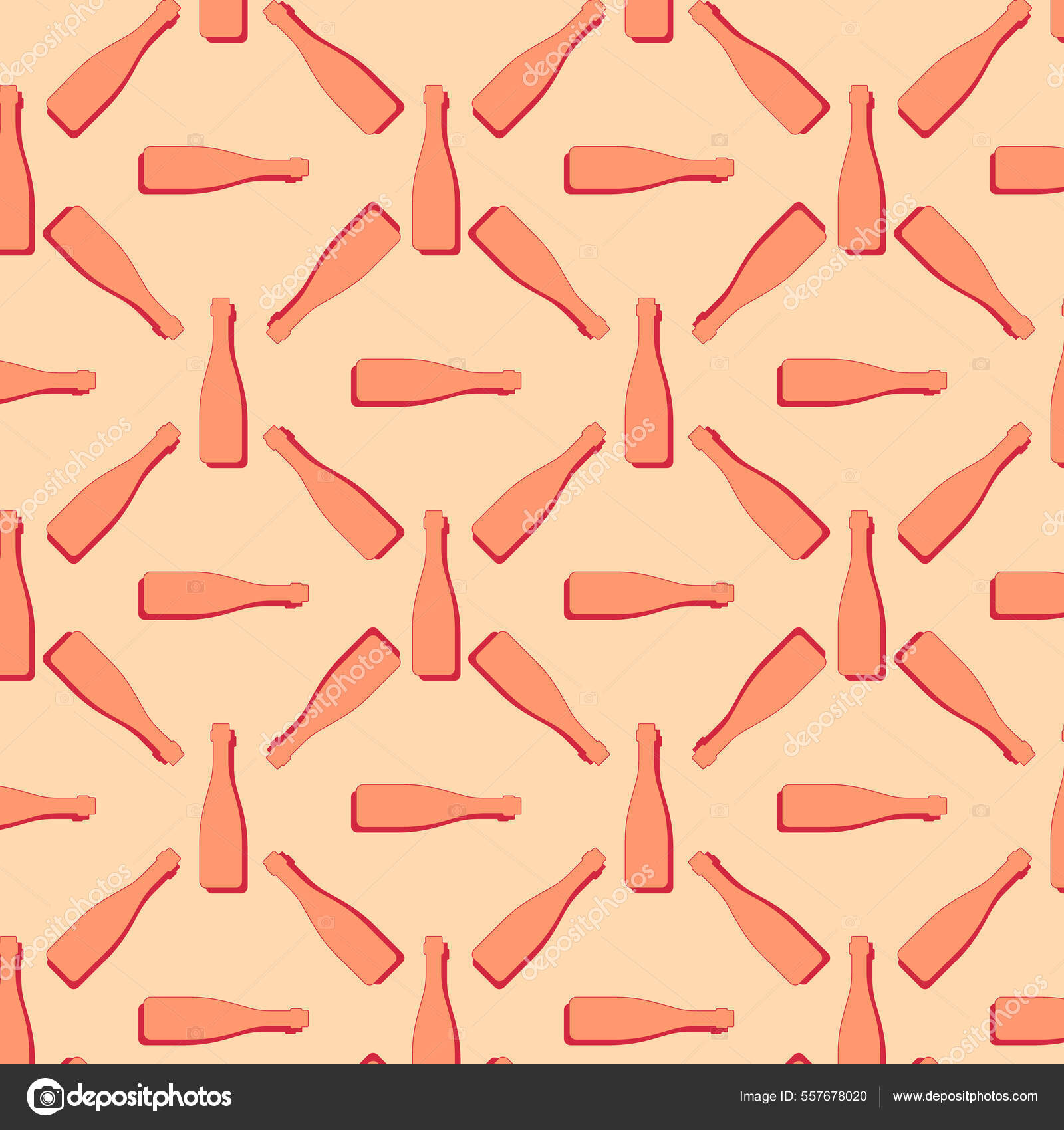 Vodka Bottles Seamless Pattern Line Art Style Outline Image Color Stock ...