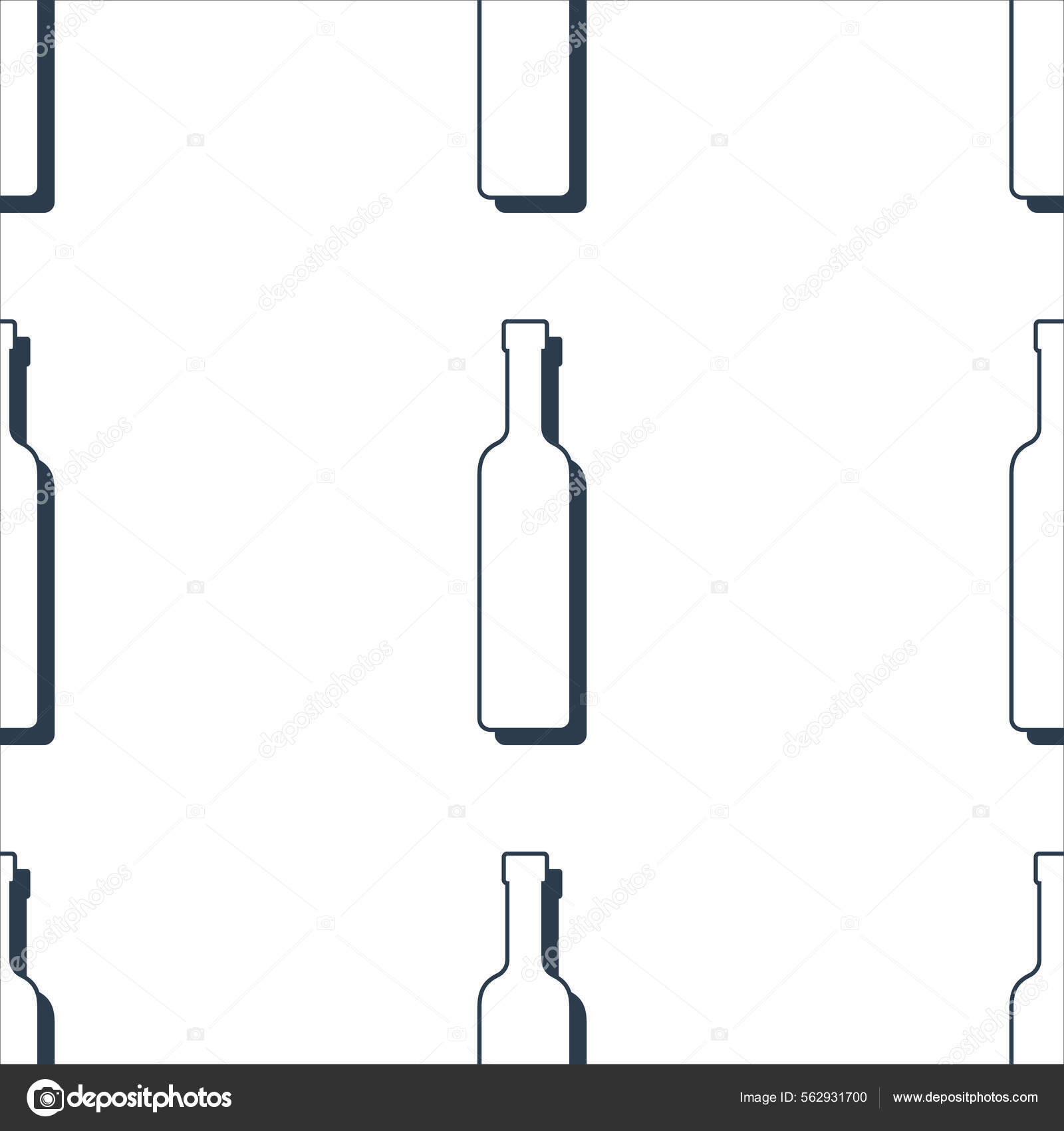 Vodka Bottles Seamless Pattern Line Art Style Outline Image Black Stock ...