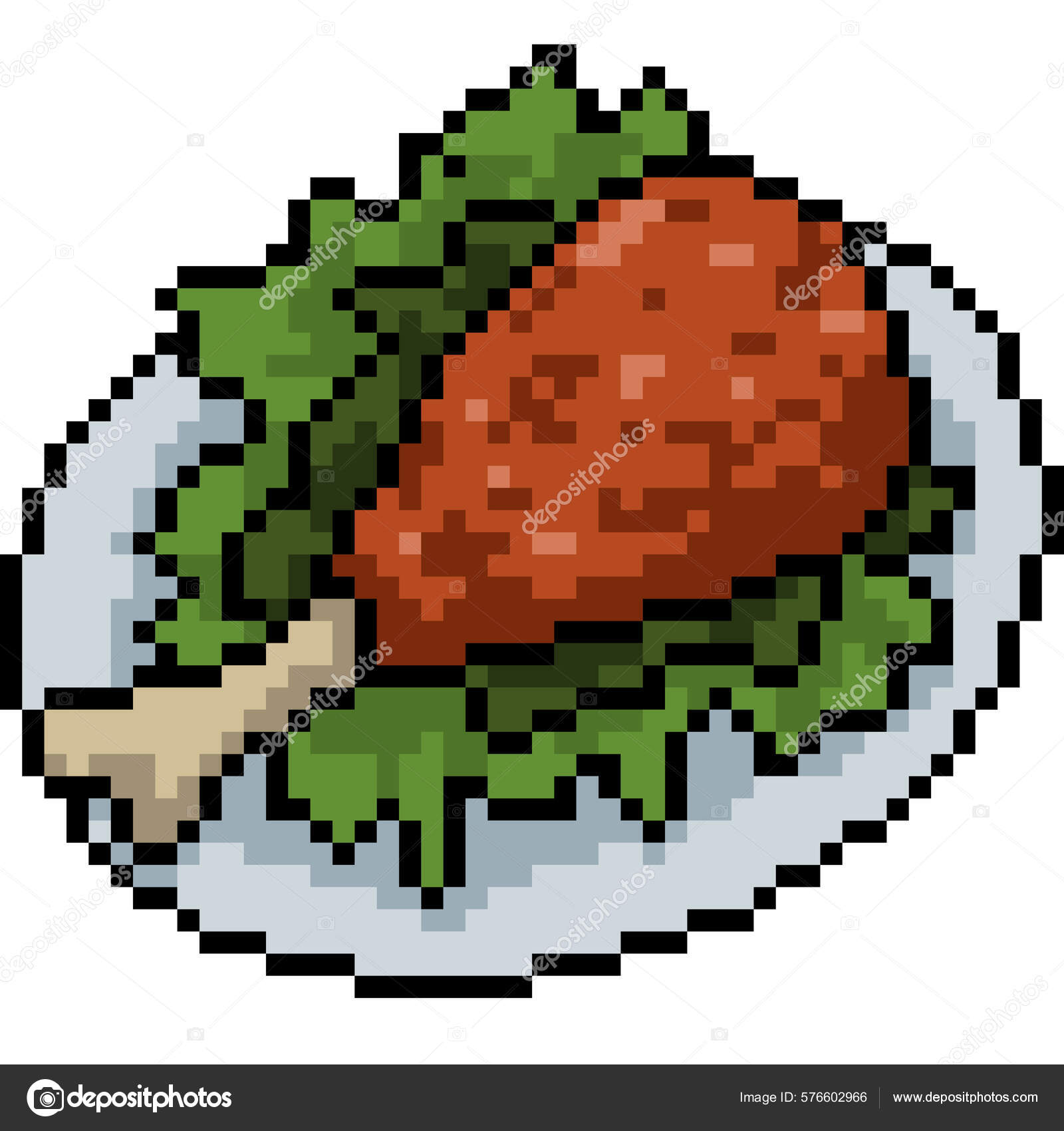 Vector Pixel Arte Frito Pollo Aislado Dibujos Animados Vector de stock ...