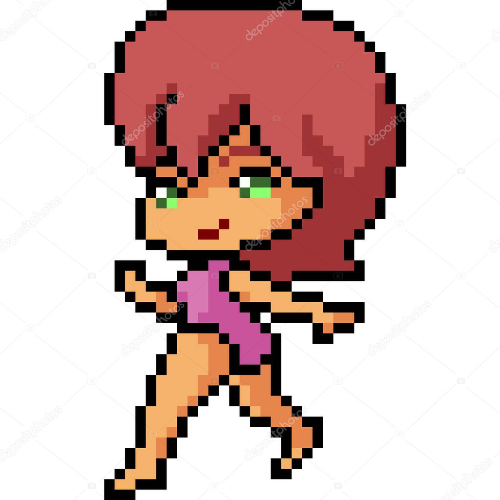 Vector pixel art girl jibi isolated cartoon premium vector 2024