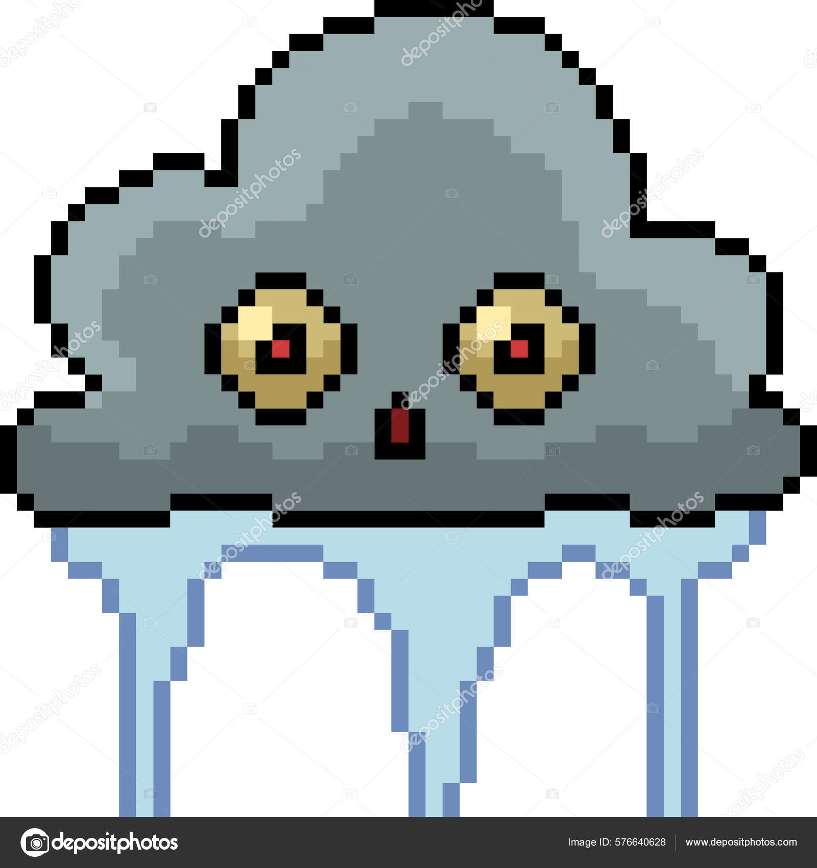 Vector Pixel Art Cloud Rain Isolated Cartoon Stock Vector Image by ...