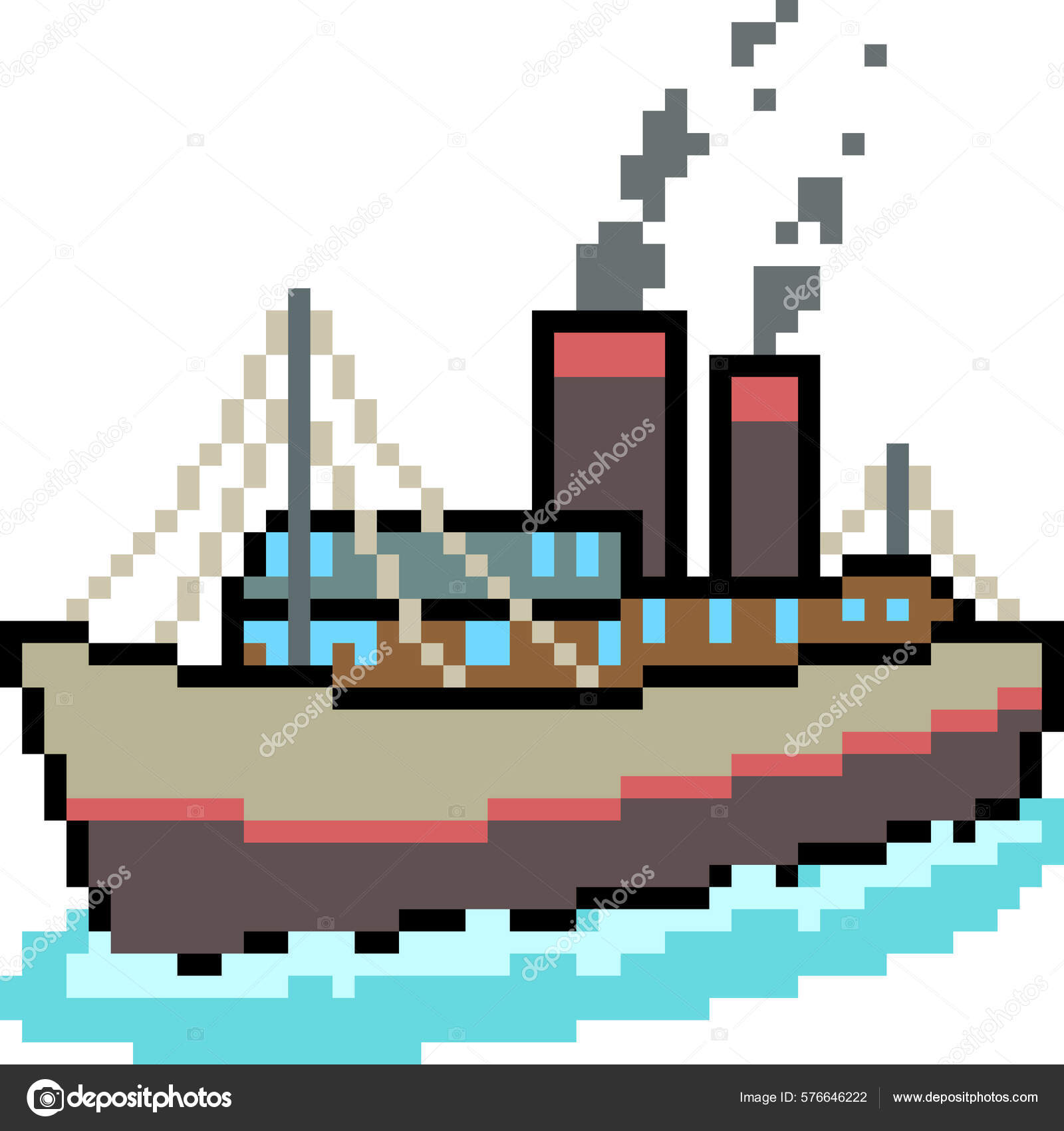 Vector Pixel Art Ship Isolated Cartoon Stock Vector Image by ©non157 ...