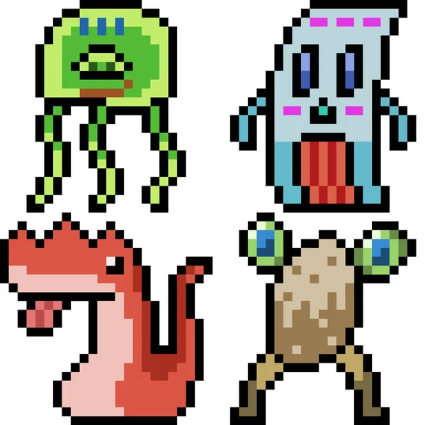 Vector Pixel Art Cartoon Monster Icon Isolated White Background Stock ...