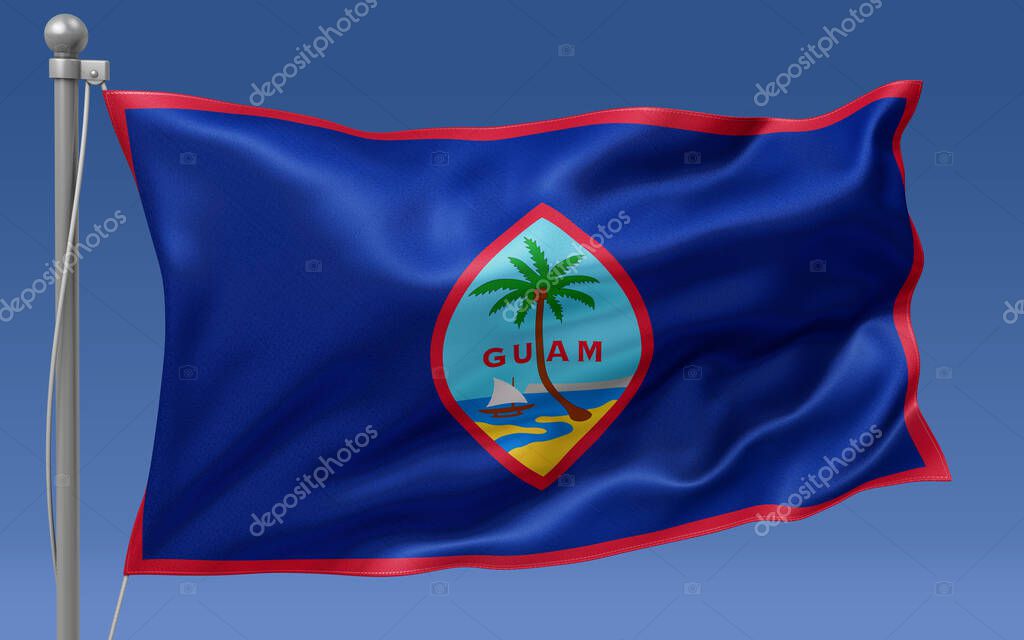 La bandera de Guam ondeando en la parte superior de un asta de la ...