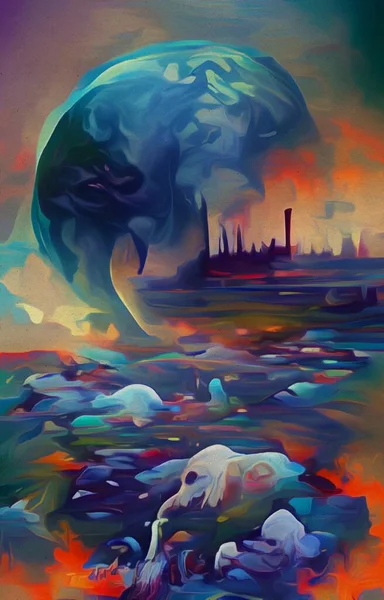 art color of pollution on earth - Stock Image - Everypixel